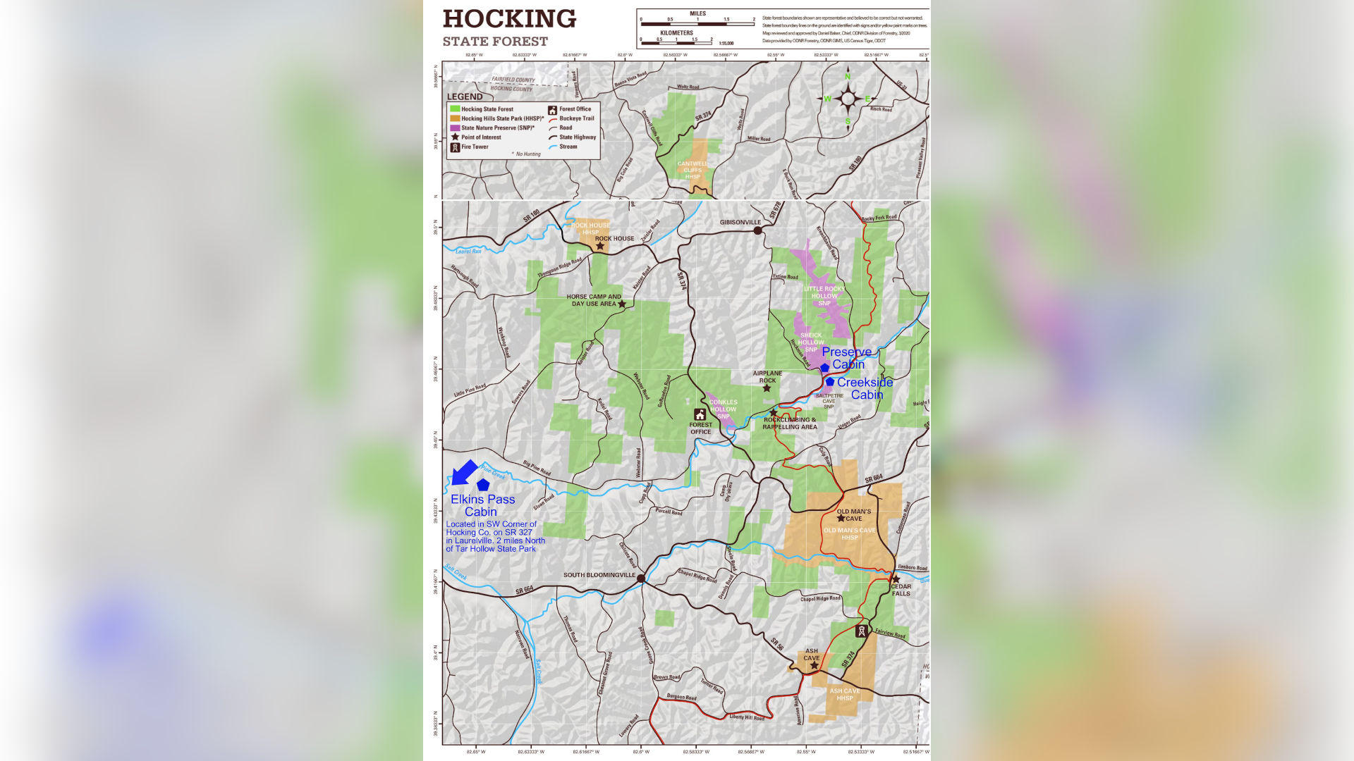 Location Map - Creek's Crossing Cabins Log Cabins in Hocking